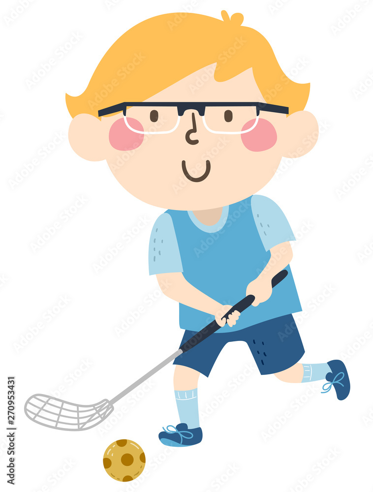 Kid Boy Sweden Floorball Illustration Stock Vector | Adobe Stock