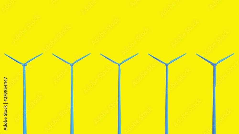 Colorful cartoon working wind turbines isolated on simple background ...