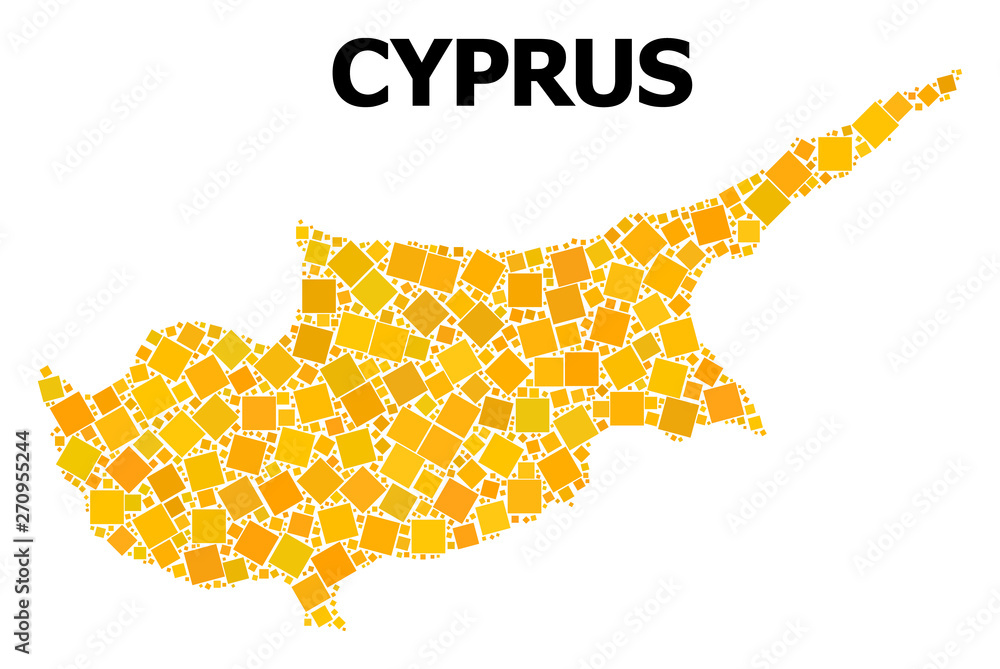 Gold Rotated Square Pattern Map of Cyprus Island Stock Vector | Adobe Stock