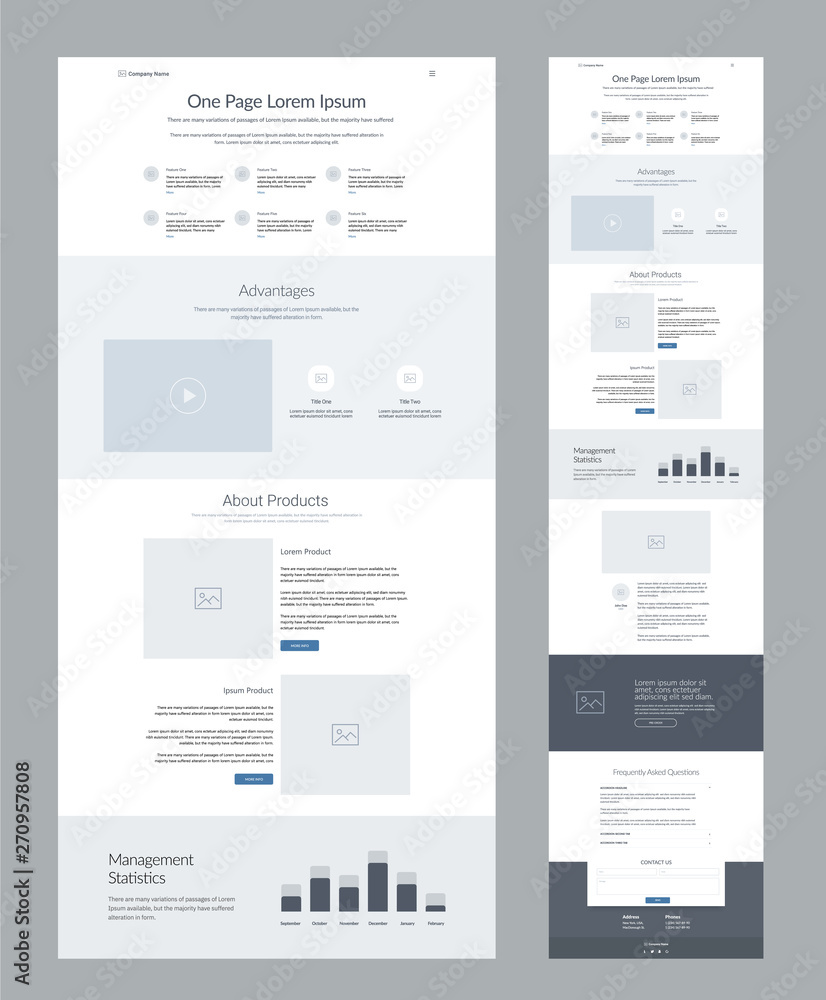 Vetor de One page website design template for business. Landing page ...