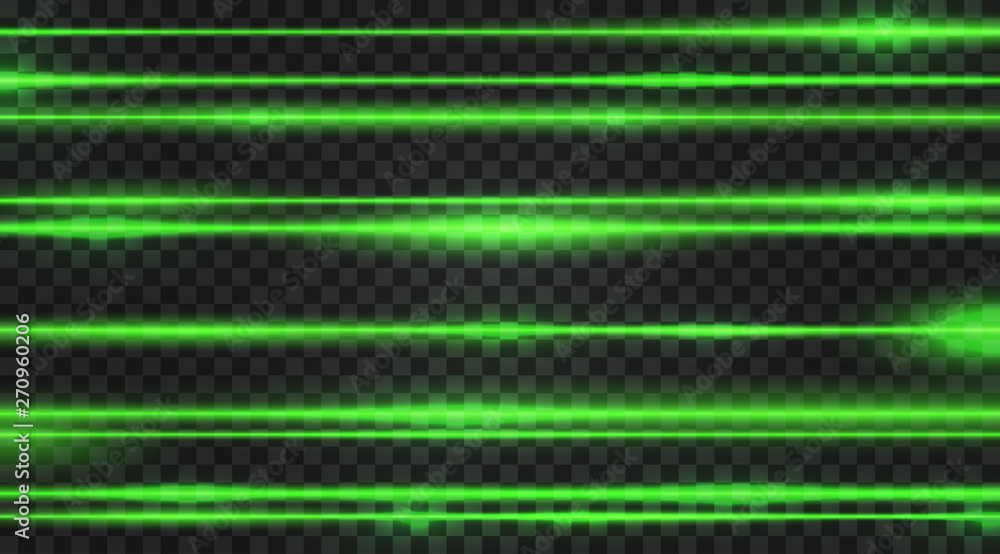 Realistic laser beams on transparent background. Vector illustration ...
