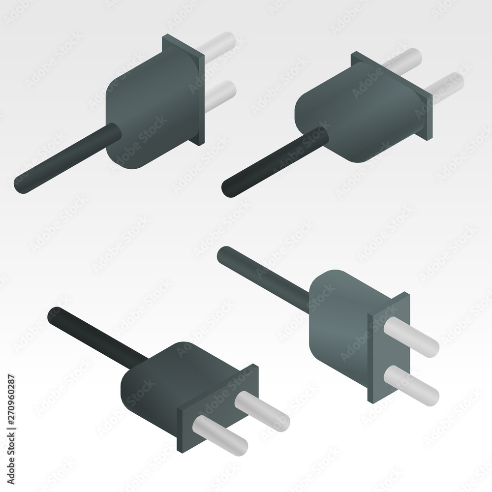 3d isometric plug in different angles isolated on white background ...