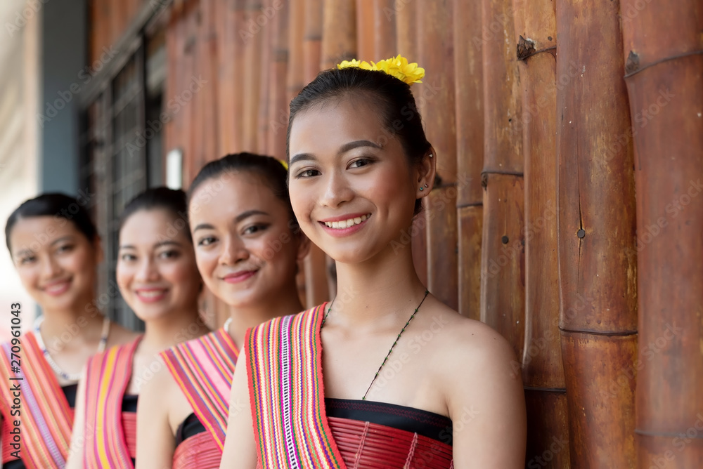 Portraits of Kadazan Dusun young girls in traditional attire from Kota ...