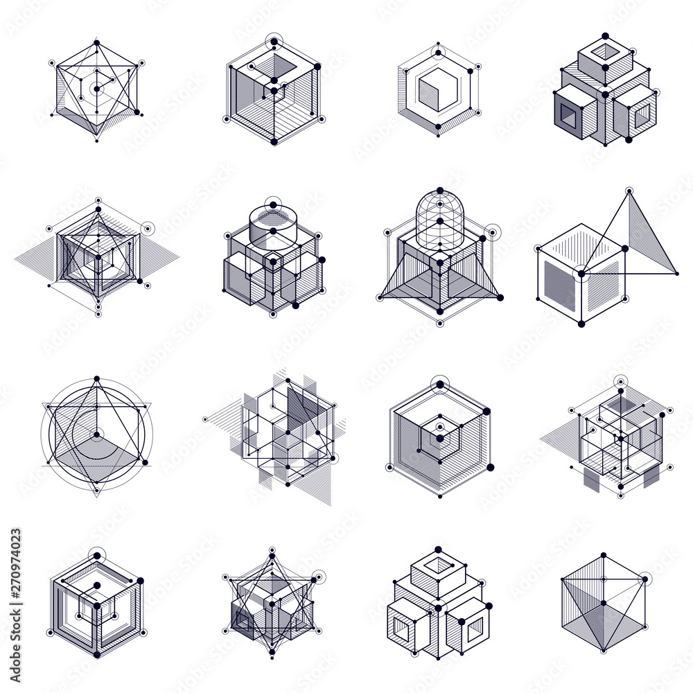Technical blueprints set, vector black and white digital background ...