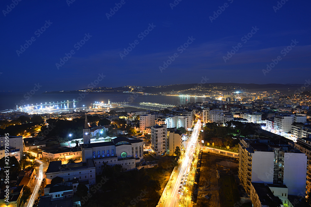 Tangier city center in Morocco. Tangier is a major city in northern ...