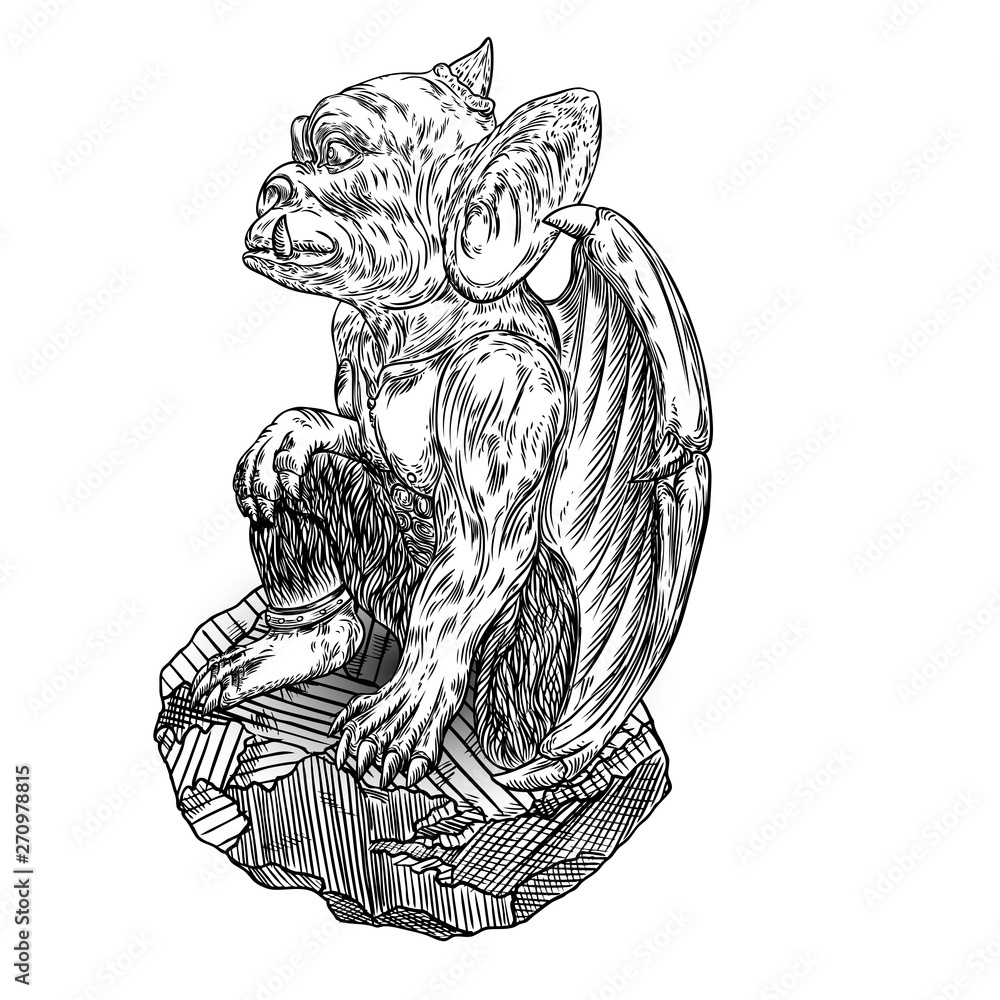 Mythological ancient gargoyle creatures human and dragon like chimera ...