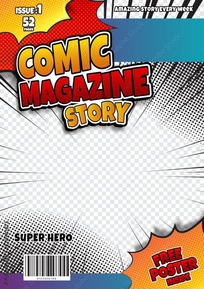 comic book page template design. Magazine cover Stock Vector | Adobe Stock