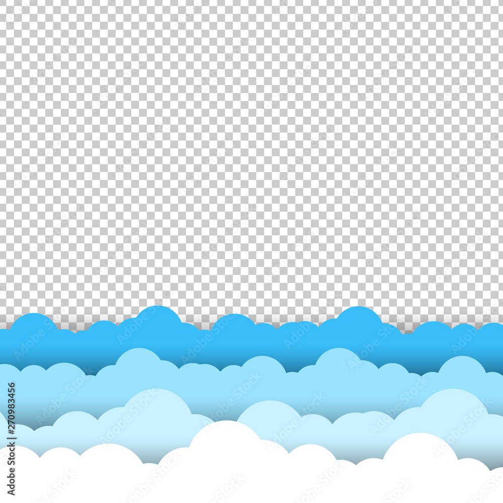 Blue And White Sky Clouds Border Transparent Background Stock Vector ...