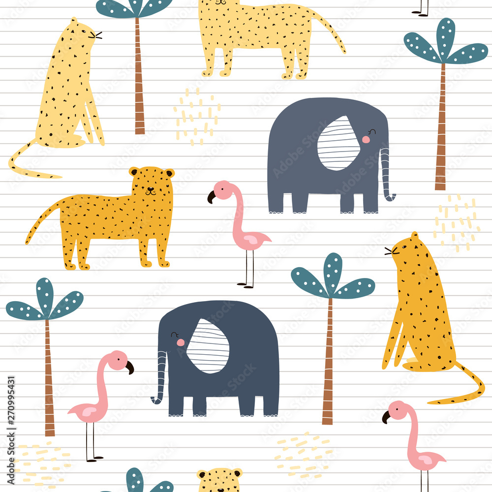 Hand Drawn Cute Animals of Africa Clipart Illustration, Printable