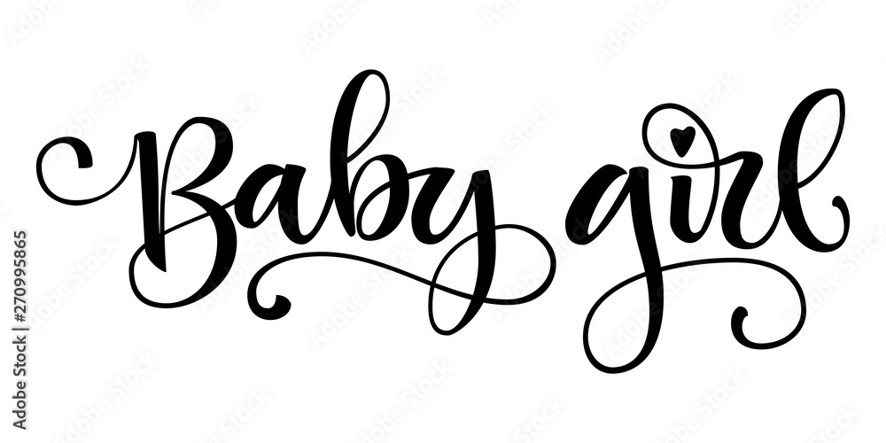 Baby girl logo quote. Baby shower hand drawn modern brush calligraphy ...