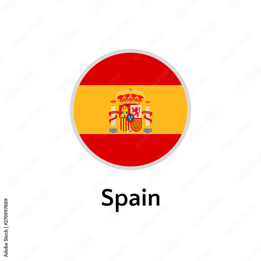 Spain flag round flat icon, european country vector illustration Stock ...