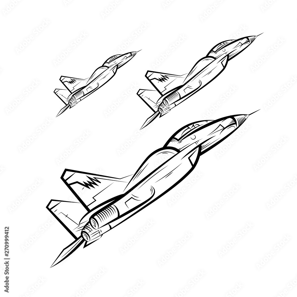 Russian military fighter. Drawing vector illustration Stock Vector ...