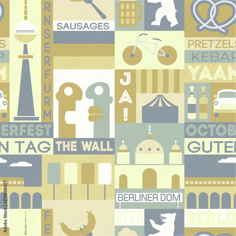 Poster Berlin city seamless pattern design – Wall Art | UkPosters