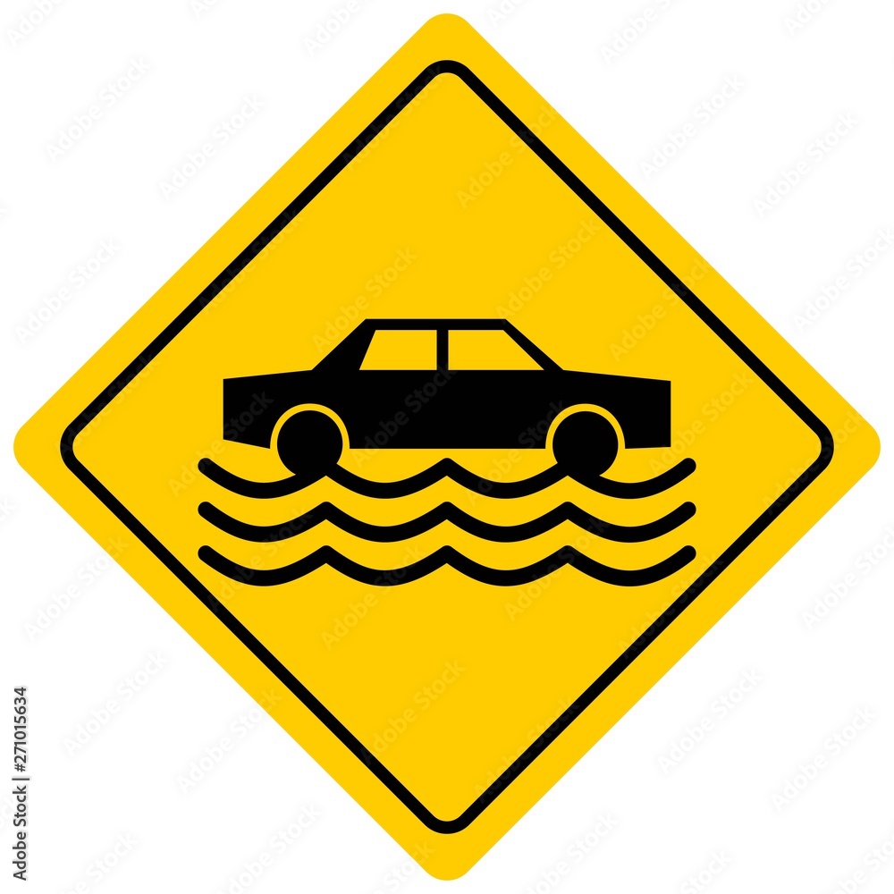 Flash Flood Zone - A cartoon illustration of a Flash Flood Sign. Stock ...