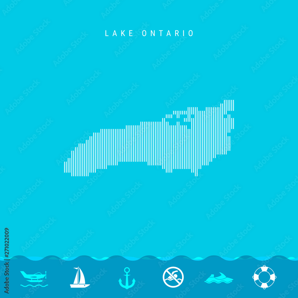 Vector Vertical Lines Pattern Map of Lake Ontario, One of the Five ...