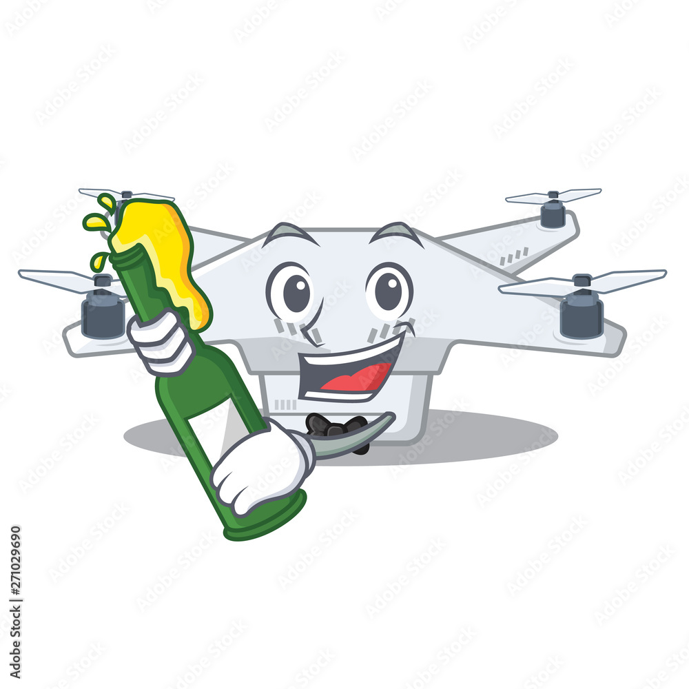 With beer drone on a wooden cartoon table Stock Vector | Adobe Stock