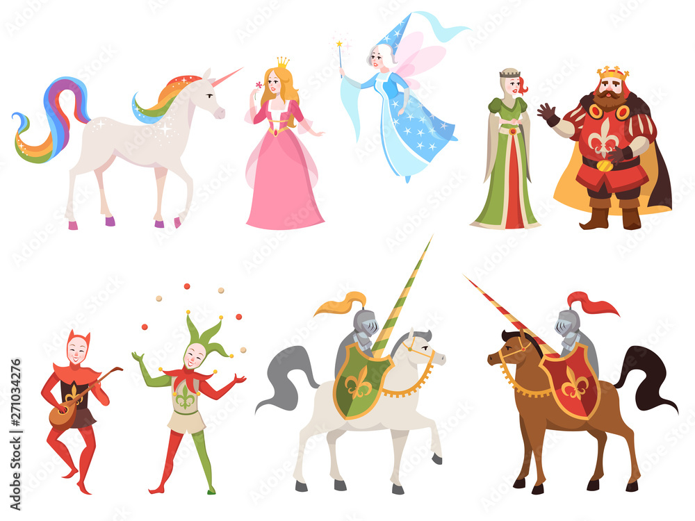 Fairy tales characters. Wizard knight queen king princess prince ...
