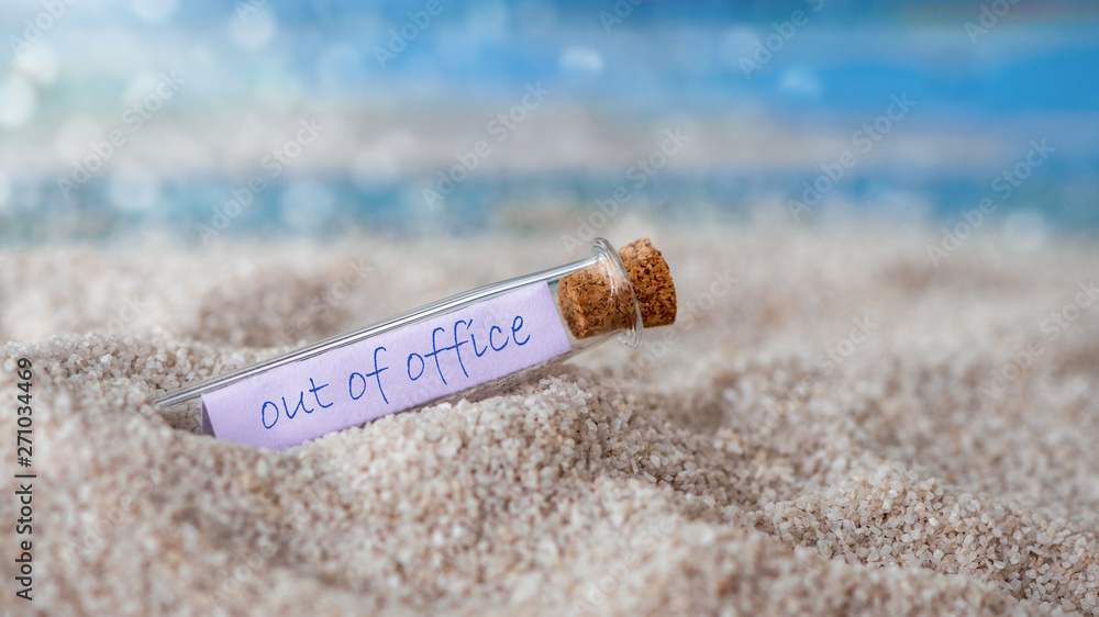 Message in a bottle: out of office Stock Photo | Adobe Stock