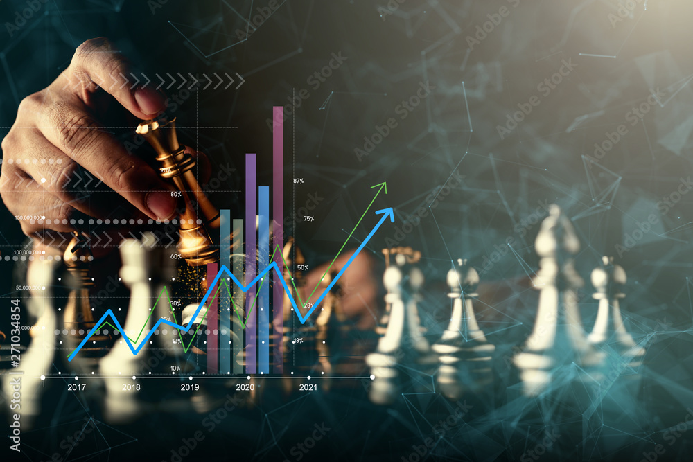 businessman hand control chess play figure business strategy manage ...