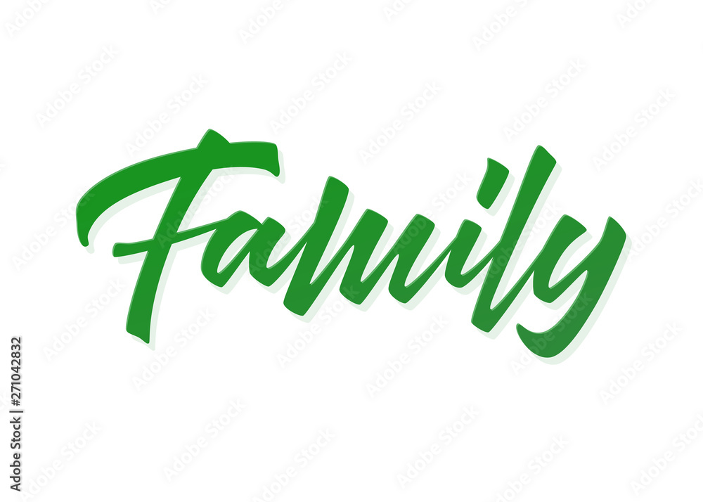 Family vector lettering. Handwritten text label. Freehand typography ...