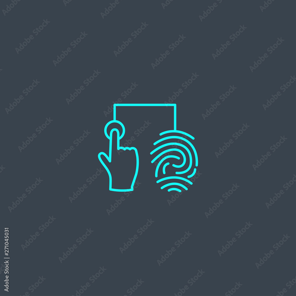 fingerprint identification concept blue line icon. Simple thin element ...
