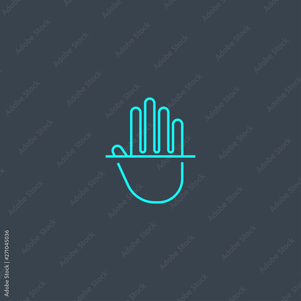 palm recognition concept blue line icon. Simple thin element on dark ...