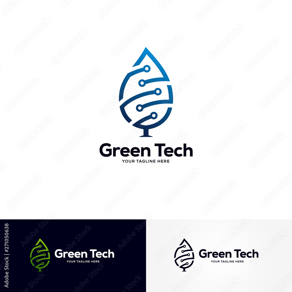 green tech logo designs template, creative technology logo symbol Stock ...