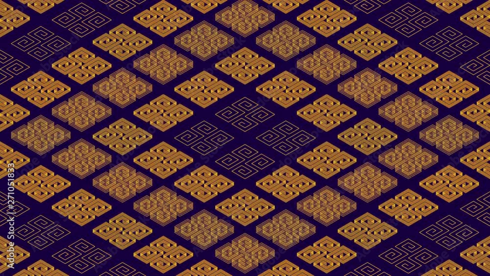 Chinese pattern abstract line 3D virtual isometric lighting moving ...