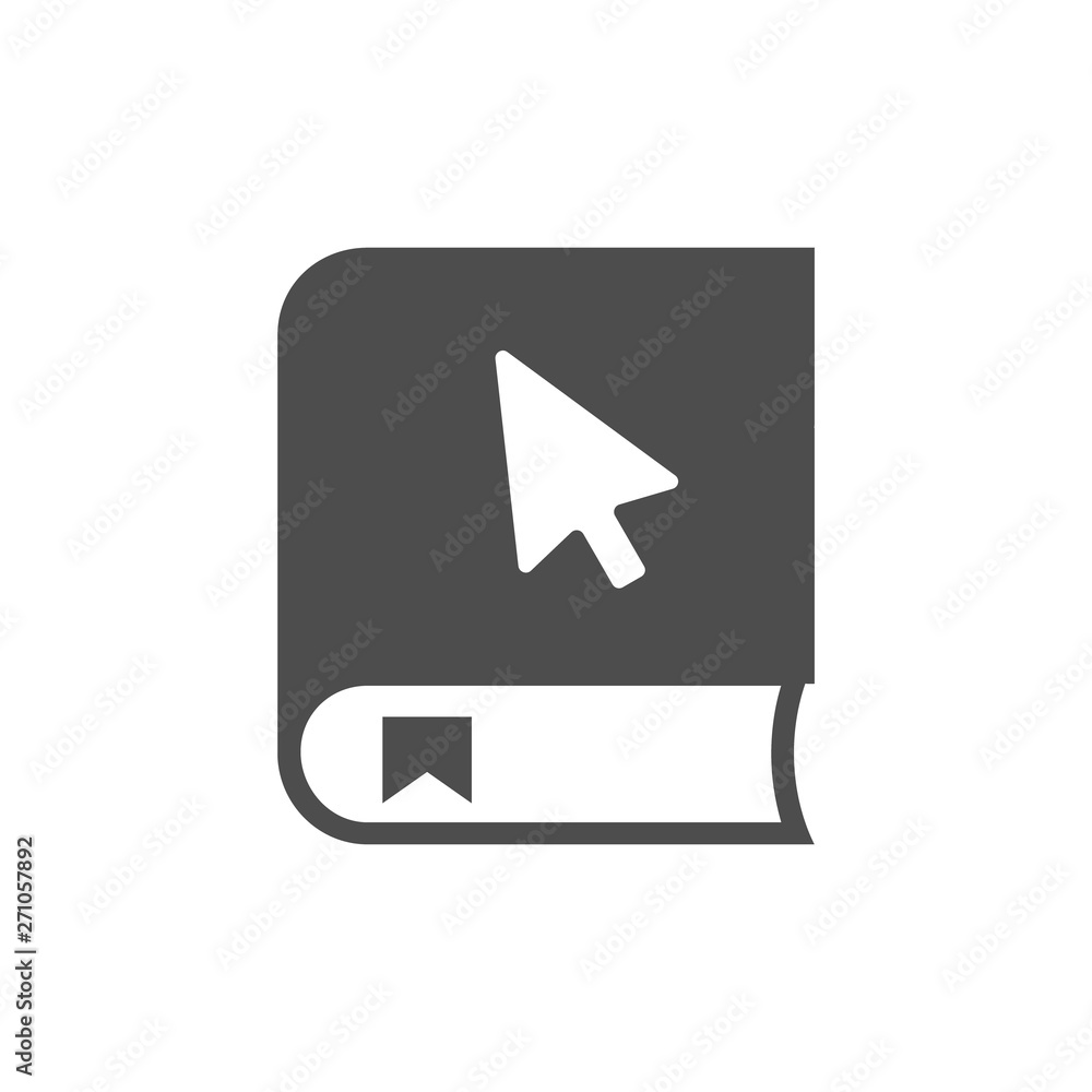 eBook with arrow and bookmark. open book vector icon isolated on white ...