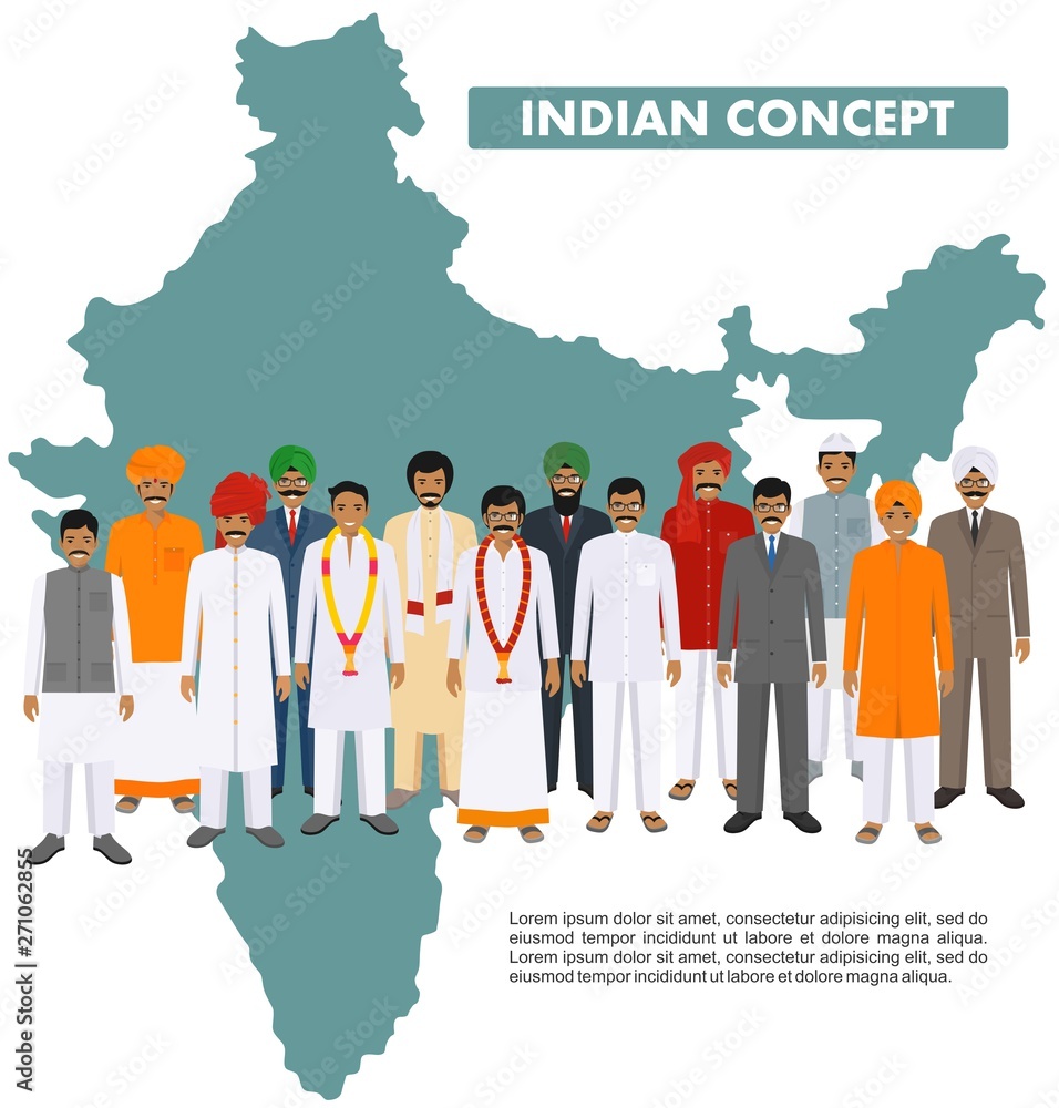 Family and social concept. Group indian young and adult people standing ...