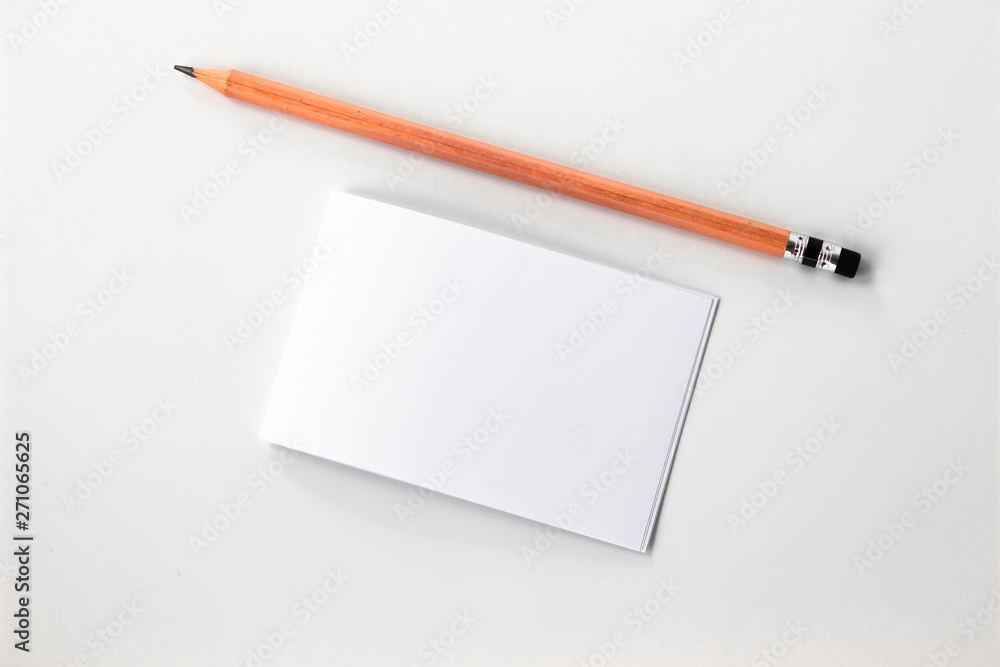 Blank portrait white paper with pencil. brochure magazine isolated on ...