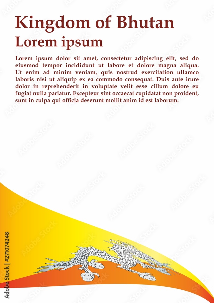 Flag of Bhutan, Kingdom of Bhutan. Template for award design, an ...