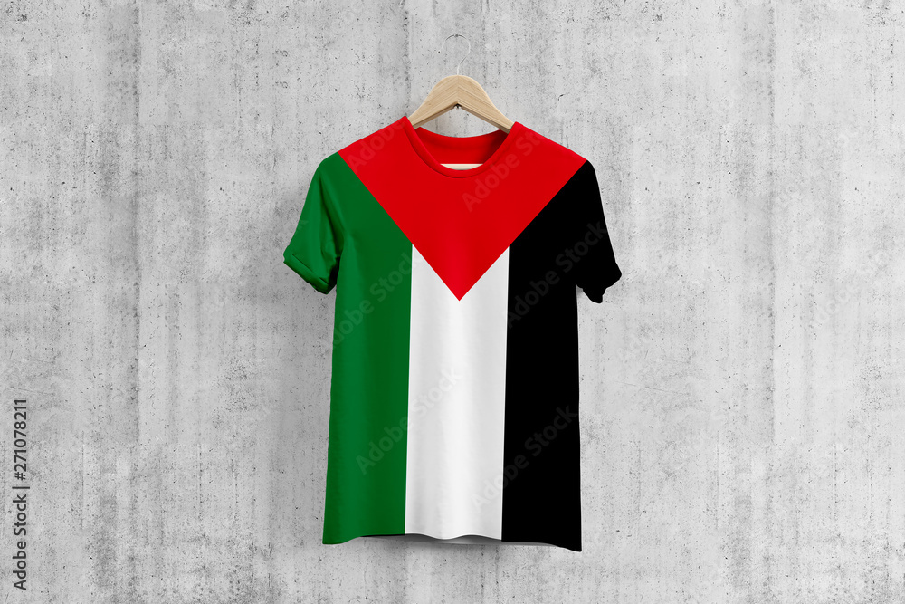 Palestine flag T-shirt on hanger, Palestinian team uniform design idea ...