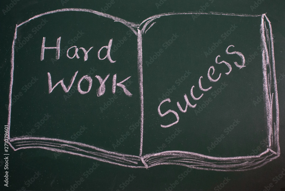 Hard work and Sucess are pages of one book - written on green board ...