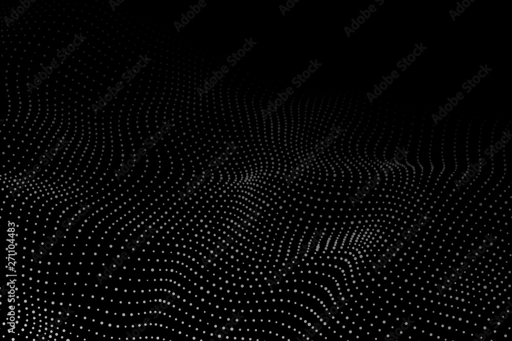 Wave 3d. Wave of particles. Futuristic point wave. Design for poster ...