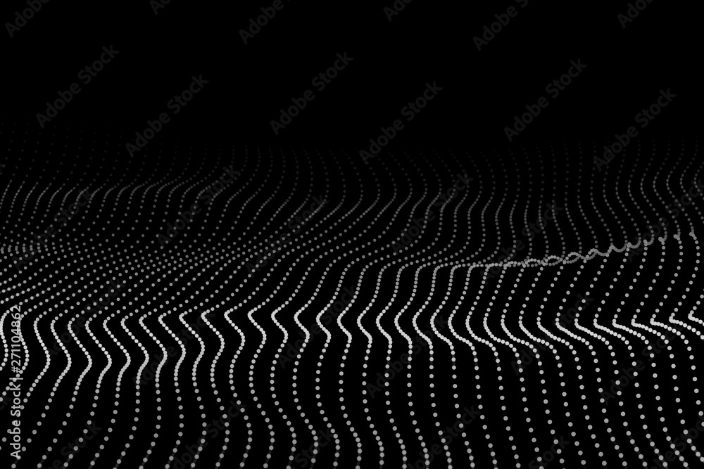 Wave 3d. Wave of particles. Futuristic point wave. Design for poster ...