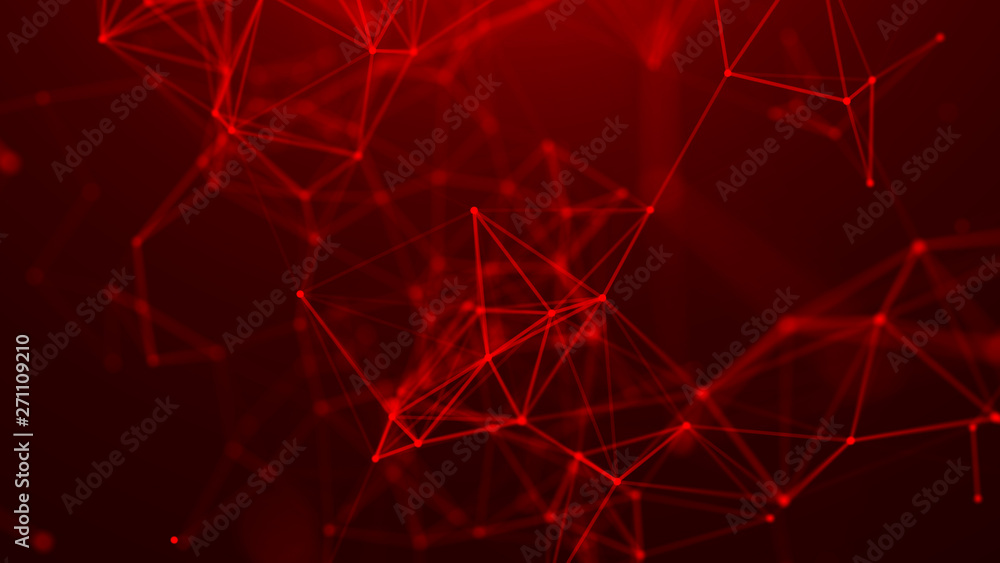 Abstract red digital background. Big data visualization. Science ...