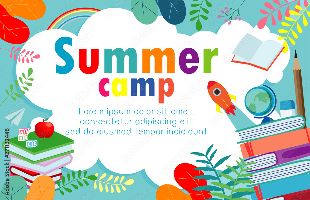 summer camp education concept Template for advertising brochure ...
