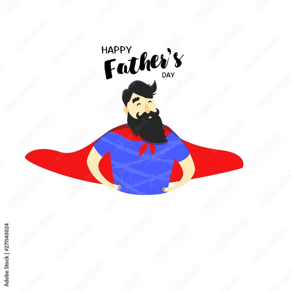 Happy Father's Day. Father with red cape isolated on white background ...