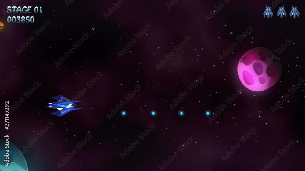 Space War Arcade Machine Video Game Animation Concept. Spaceship in ...