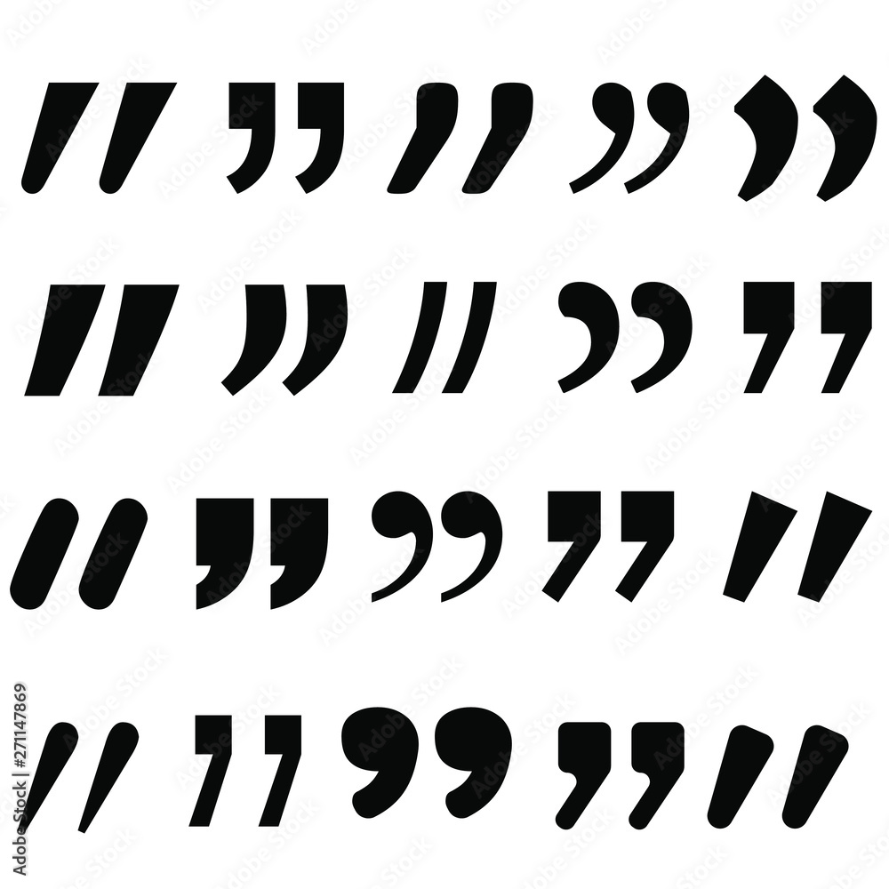 Quotes icon vector set. Quotemarks outline, speech marks, inverted ...