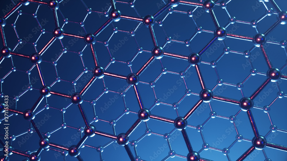 3d Illustration structure of the graphene or carbon surface, abstract ...