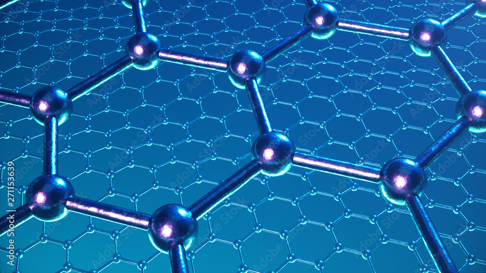3d Illustration structure of the graphene or carbon surface, abstract ...