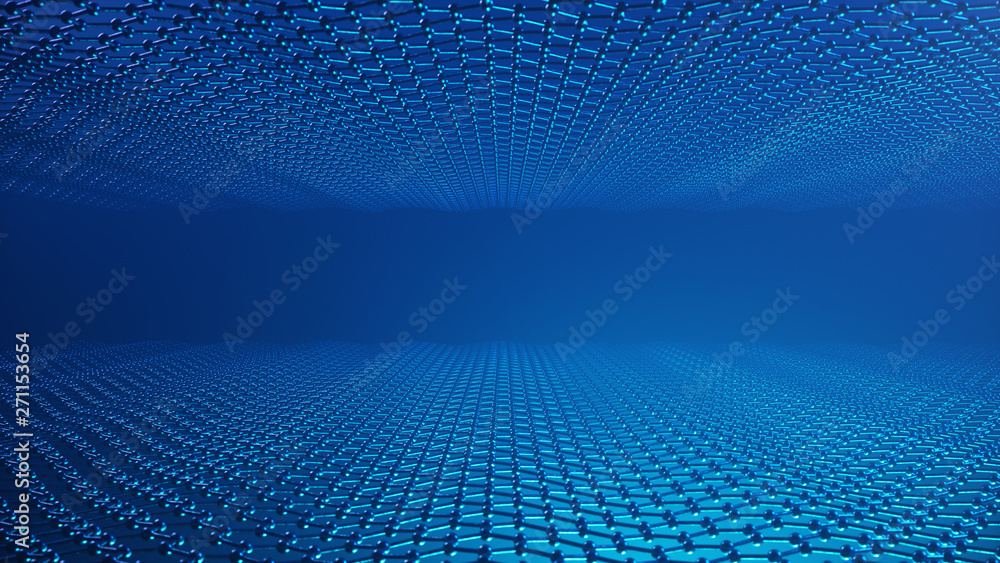 Póster 3d Illustration structure of the graphene or carbon surface ...