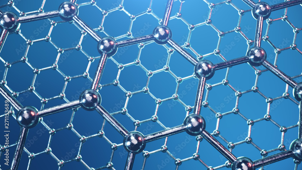 3d Illustration structure of the graphene or carbon surface, abstract ...