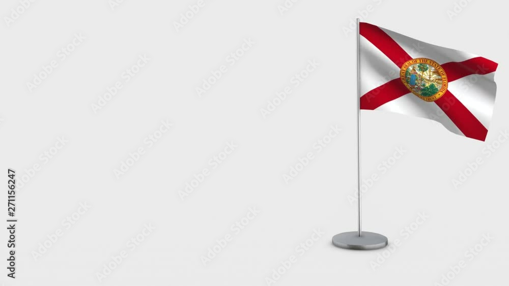 Florida waving flag animation on Flagpole. Perfect for background with ...