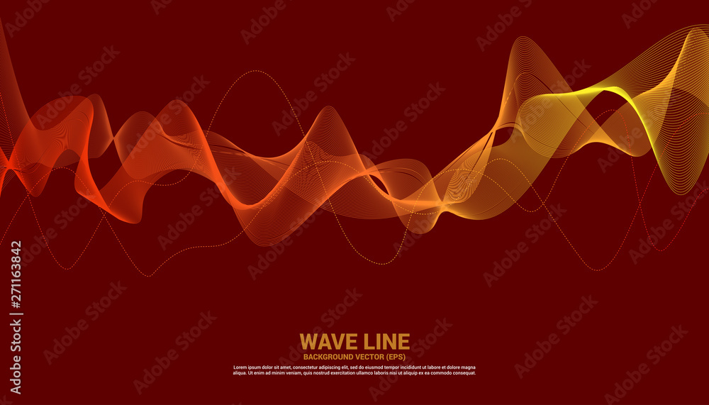 Orange Sound wave line curve on red background. Element for theme ...