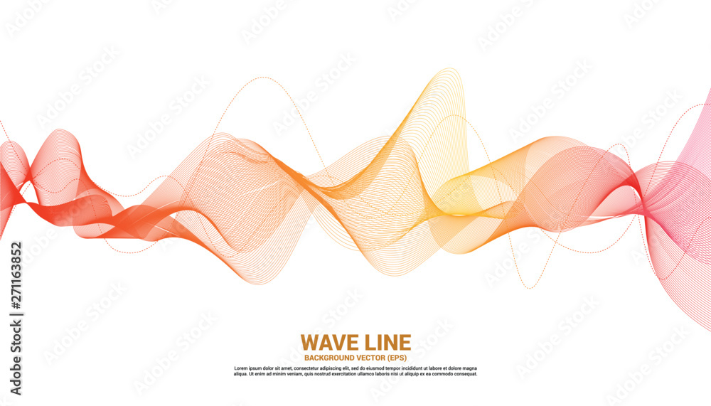 Orange Sound wave line curve on white background. Element for theme ...