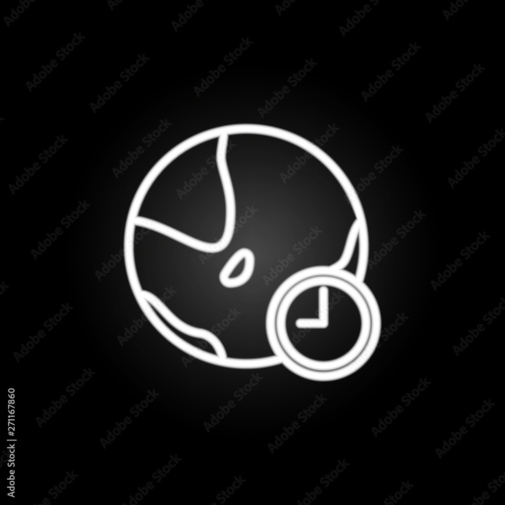 World time neon icon. Elements of time set. Simple icon for websites ...