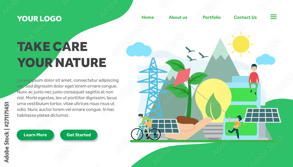 ecology and environment creative illustration vector for landing page ...
